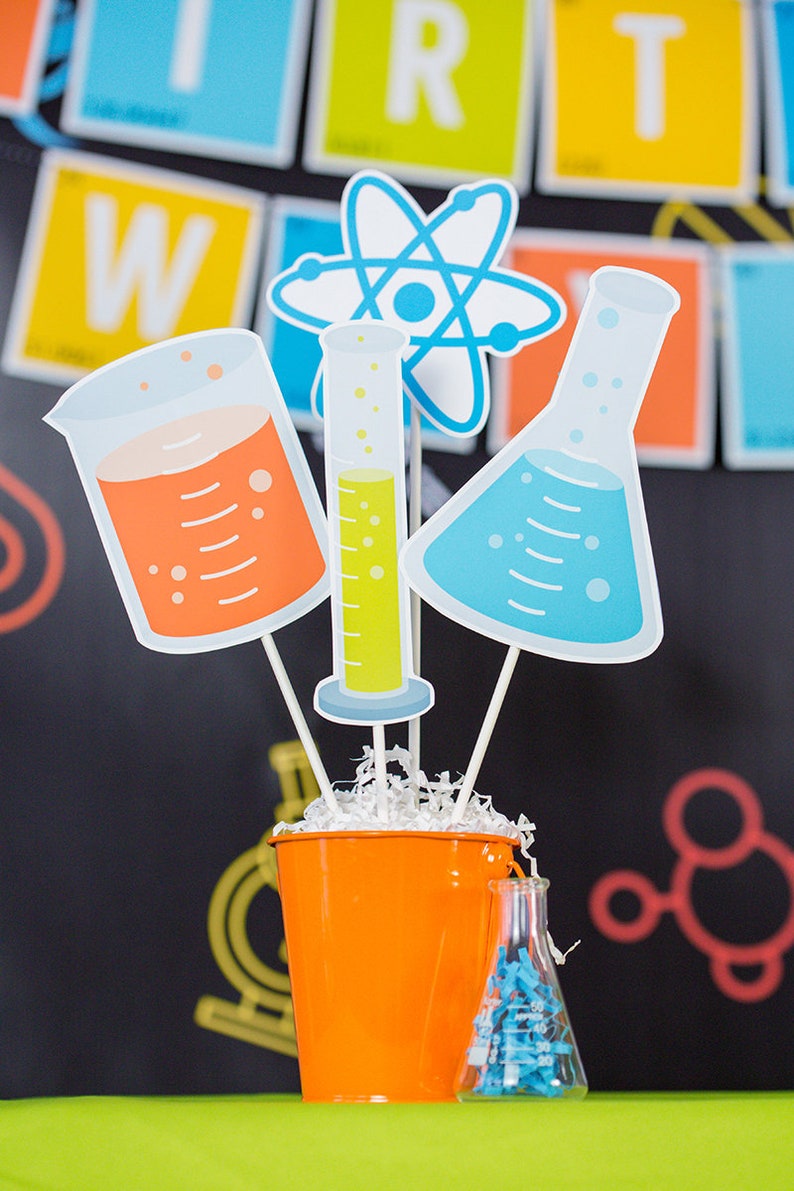 Science Party Centerpieces, Editable Science Lab Table Decorations ...