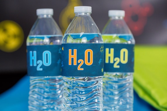 Science Party Drink Labels - Science Party Water Label - H2O Water ...