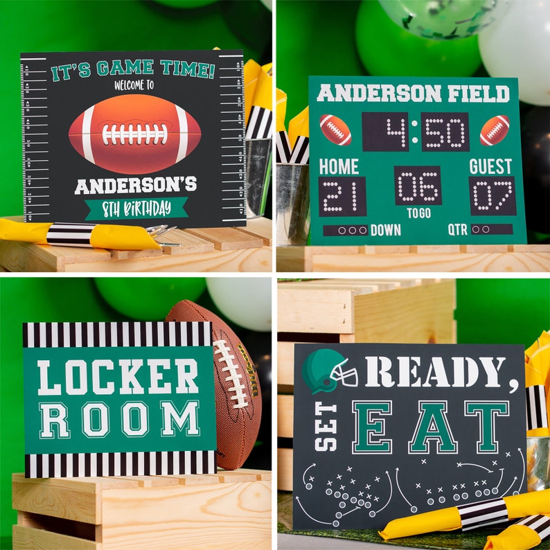 Football Party Signs - Instant Download Football Birthday Party Signs ...