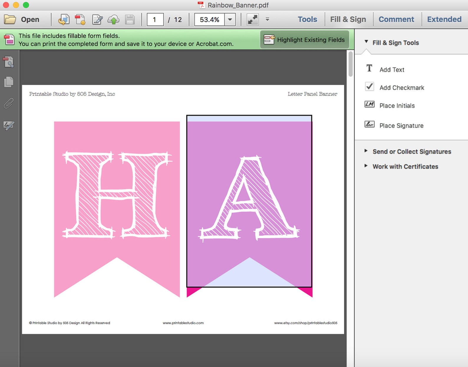 Rainbow Birthday Banner Printable Art Party Rainbow Banner | Etsy