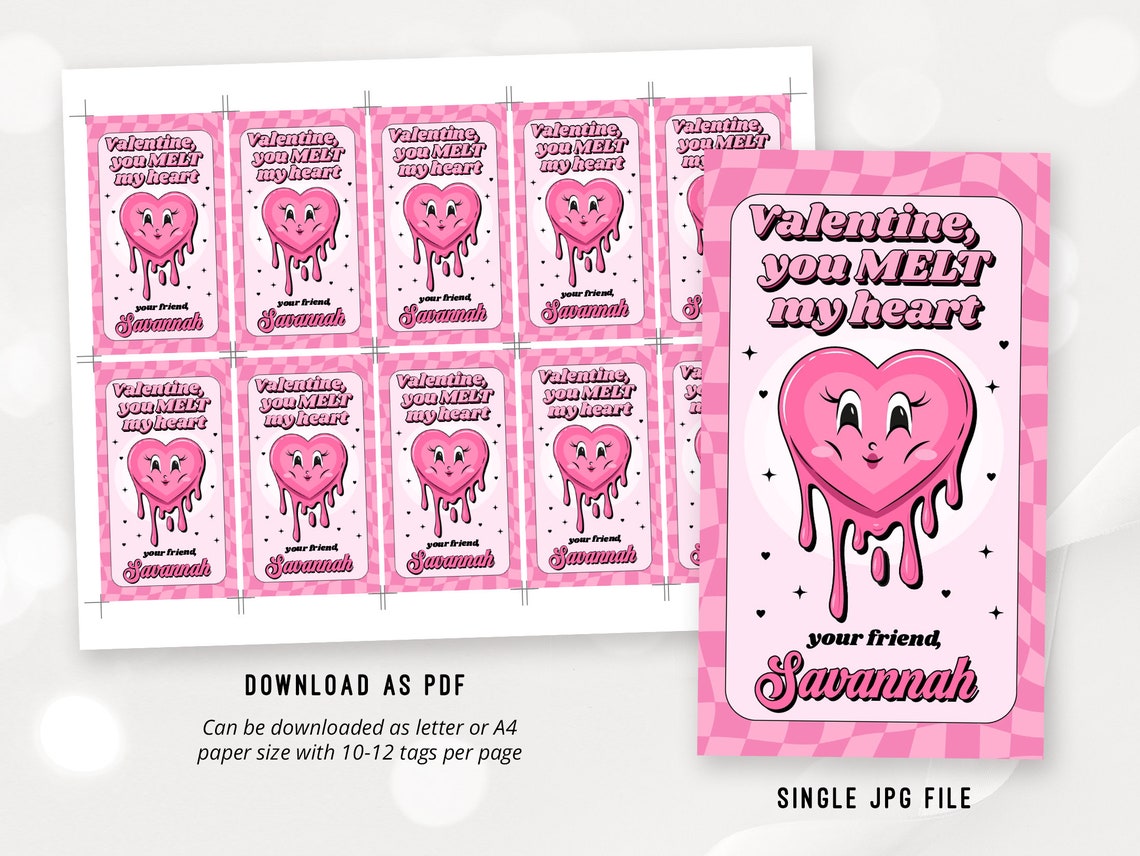 Printable Valentine Melt My Heart, Valentine's Card Melting Heart ...