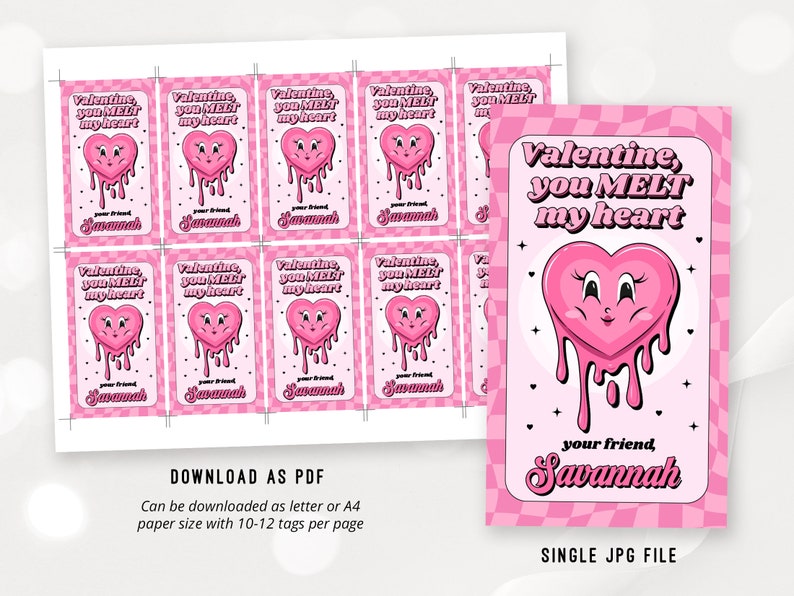 Printable Valentine Melt My Heart, Valentine's Card Melting Heart ...
