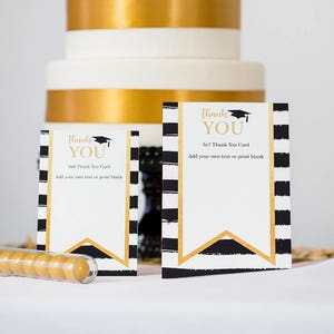 Graduation Thank You Card Instant Download Gold Black - Etsy
