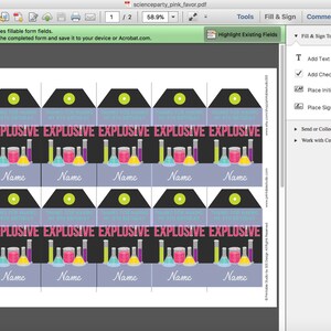 Science Party Favor Tags in Pink Printable Scientist Party Favor Tags ...