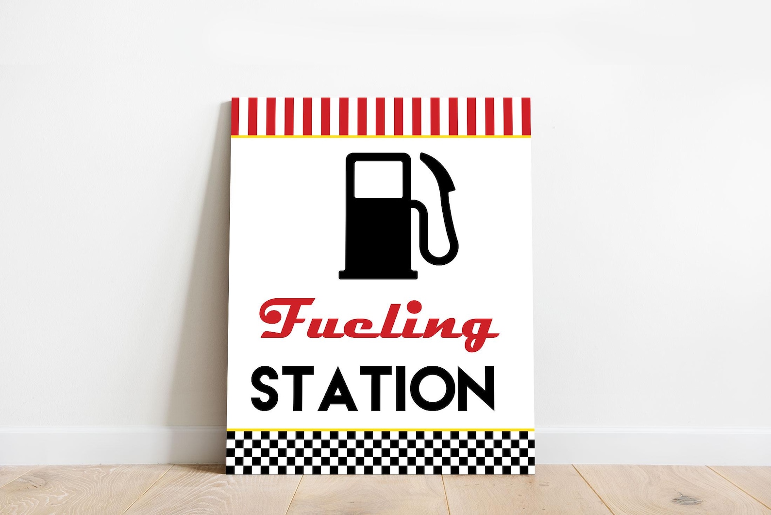 Fueling Station Sign Printable Race Car Party Fueling Station Sign Red ...