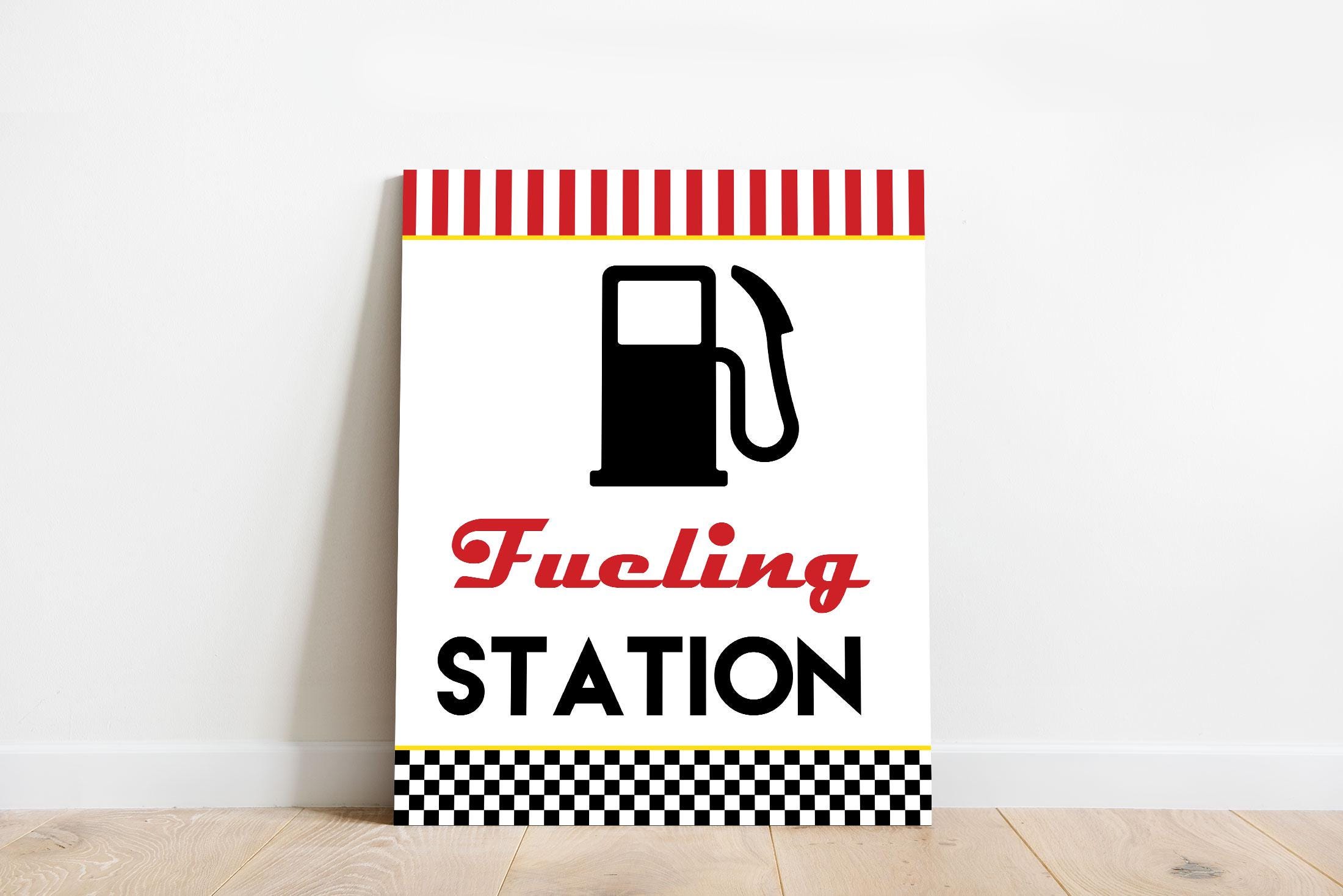 Fueling Station Sign Printable Race Car Party Fueling Station Sign Red ...