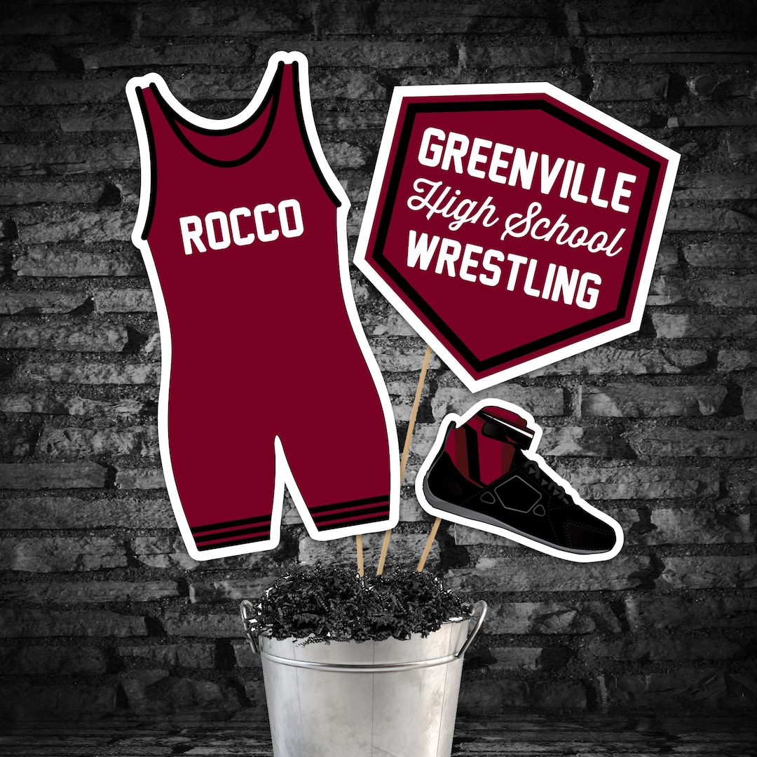 Maroon Wrestling Centerpieces: Printable Banquet Decorations (digital ...