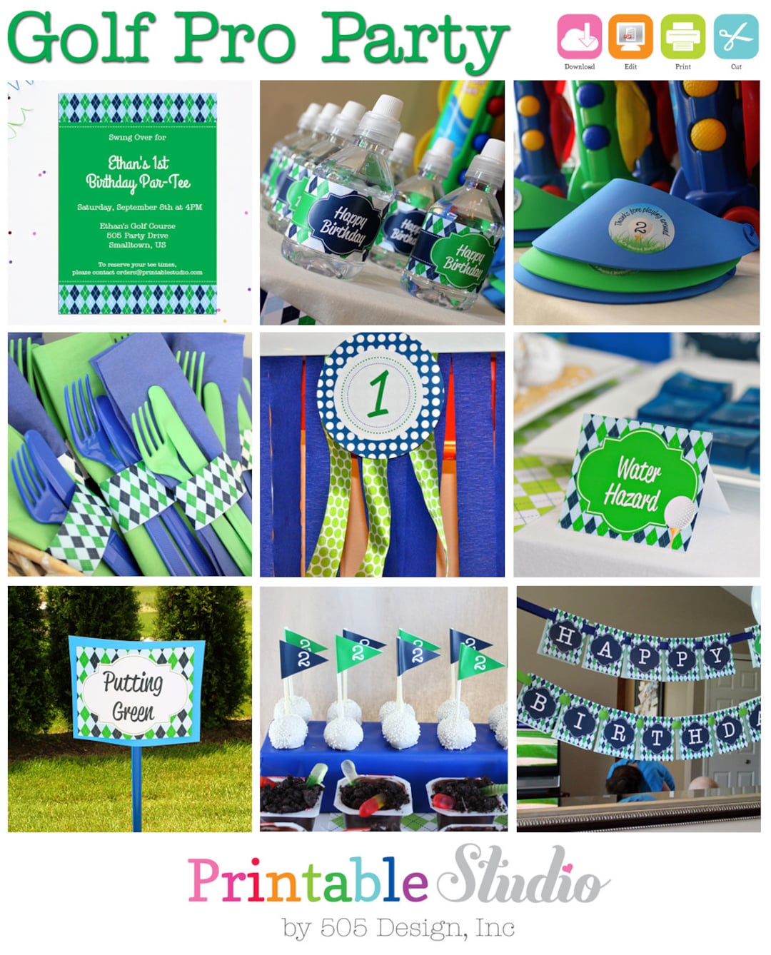 Golf Birthday Party Decorations and Invitation - Printable Golf Party ...