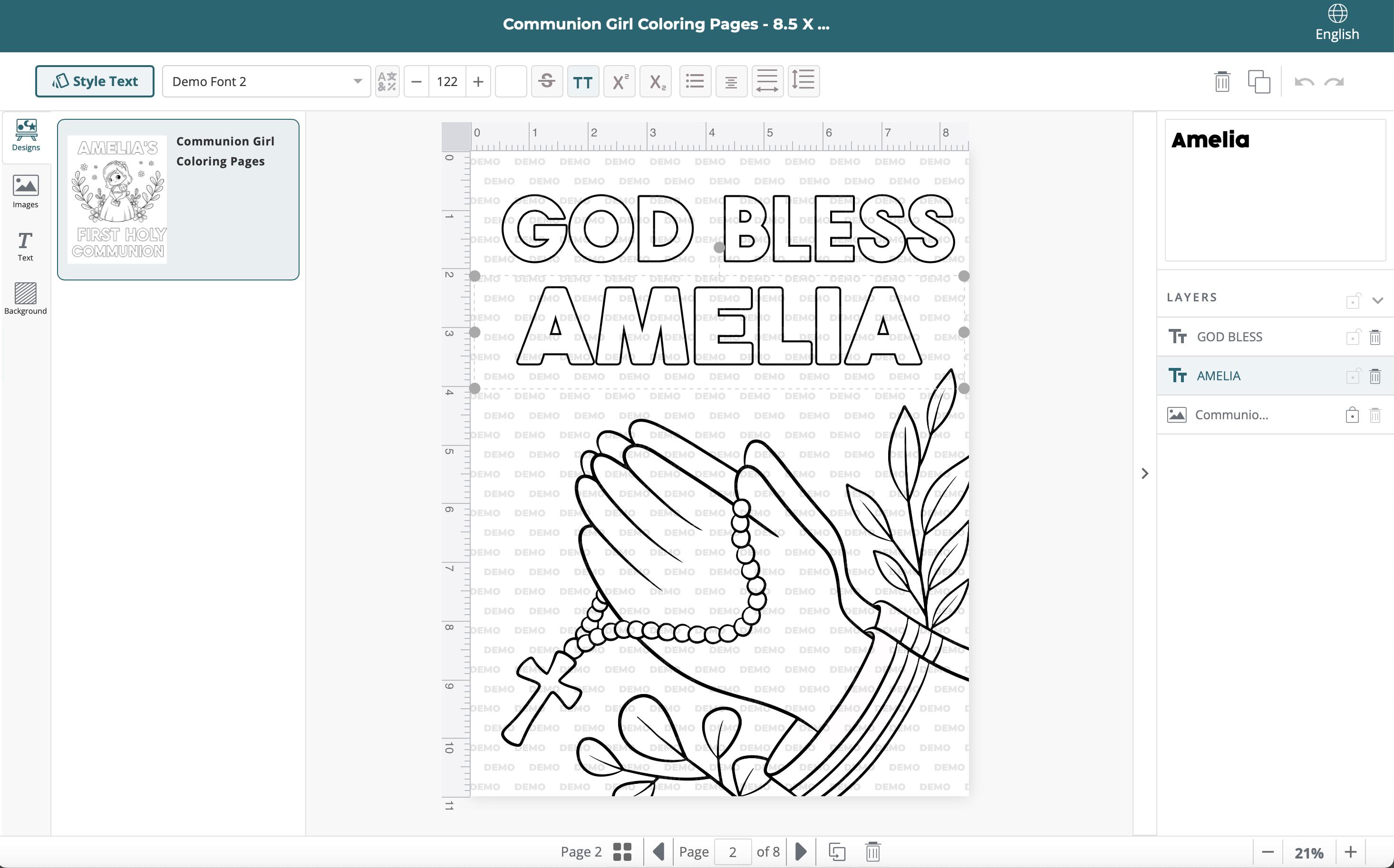 First Communion Coloring Pages: Girls Communion Activity Book (digital ...