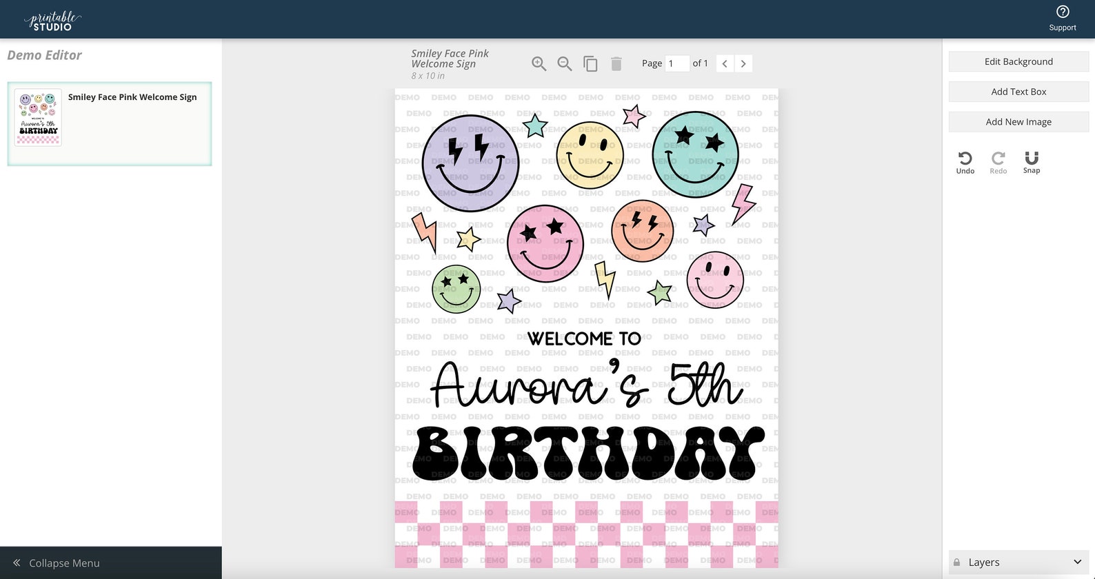 Smiley Face Birthday Party Sign, Pink Smiley Face Welcome Sign, Pastel ...
