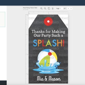 Pool Party Favor Tag - Printable Splish Splash Favor Tags - Boys Pool ...