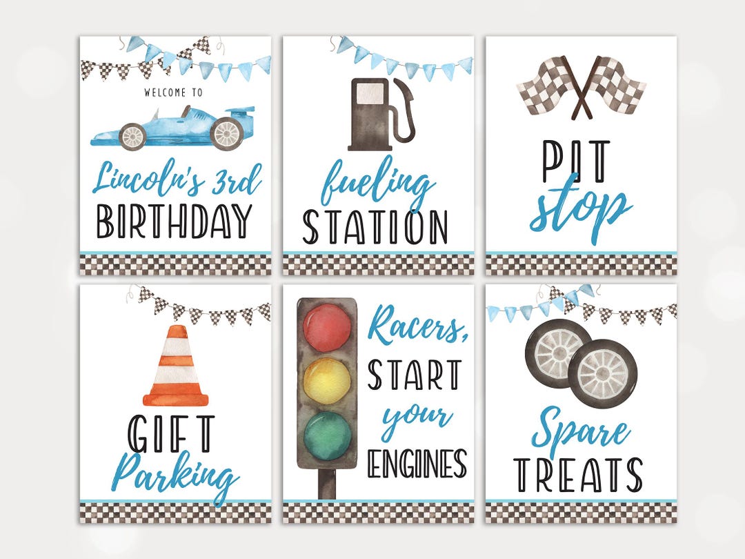 Editable Racing Party Sign Bundle, Instant Download Racing Birthday ...