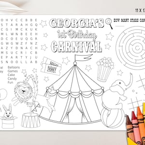 Editable Circus Placemat, Carnival Coloring Page, Circus Activity Page ...