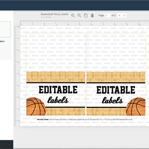 Basketball Party Food Labels INSTANT DOWNLOAD - Basketball Birthday ...