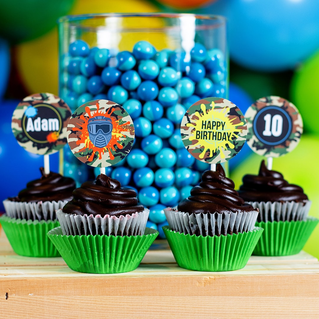 Paintball Cupcake Toppers Printable Paintball Party Cupcakes Instant ...