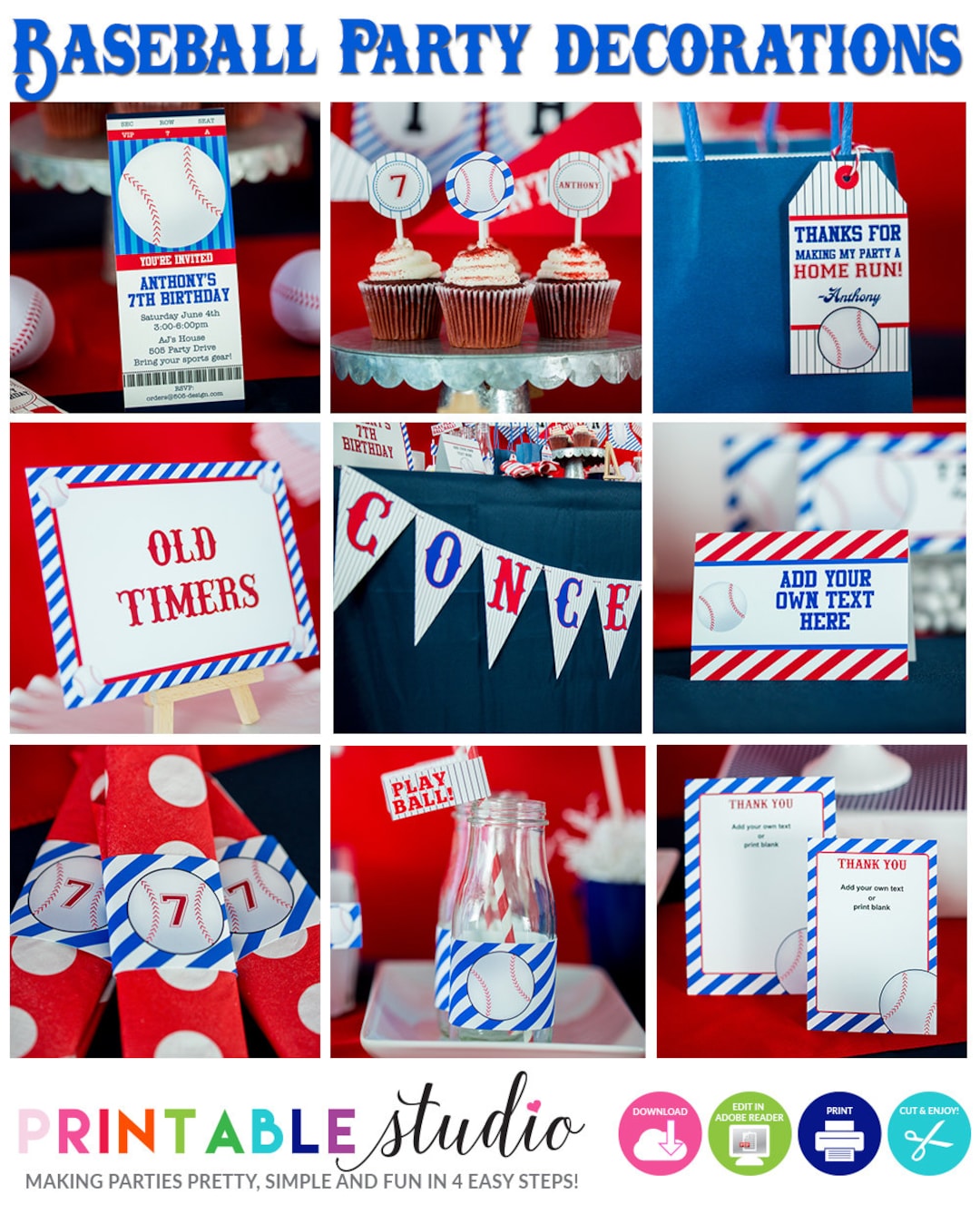 Baseball Party Decorations Baseball Birthday Party Printable Baseball ...