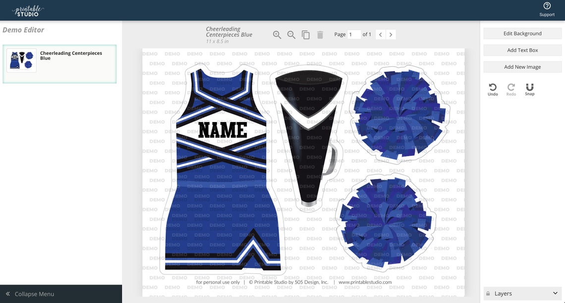 Cheerleading Centerpieces in Blue Printable Cheer Centerpieces Royal ...