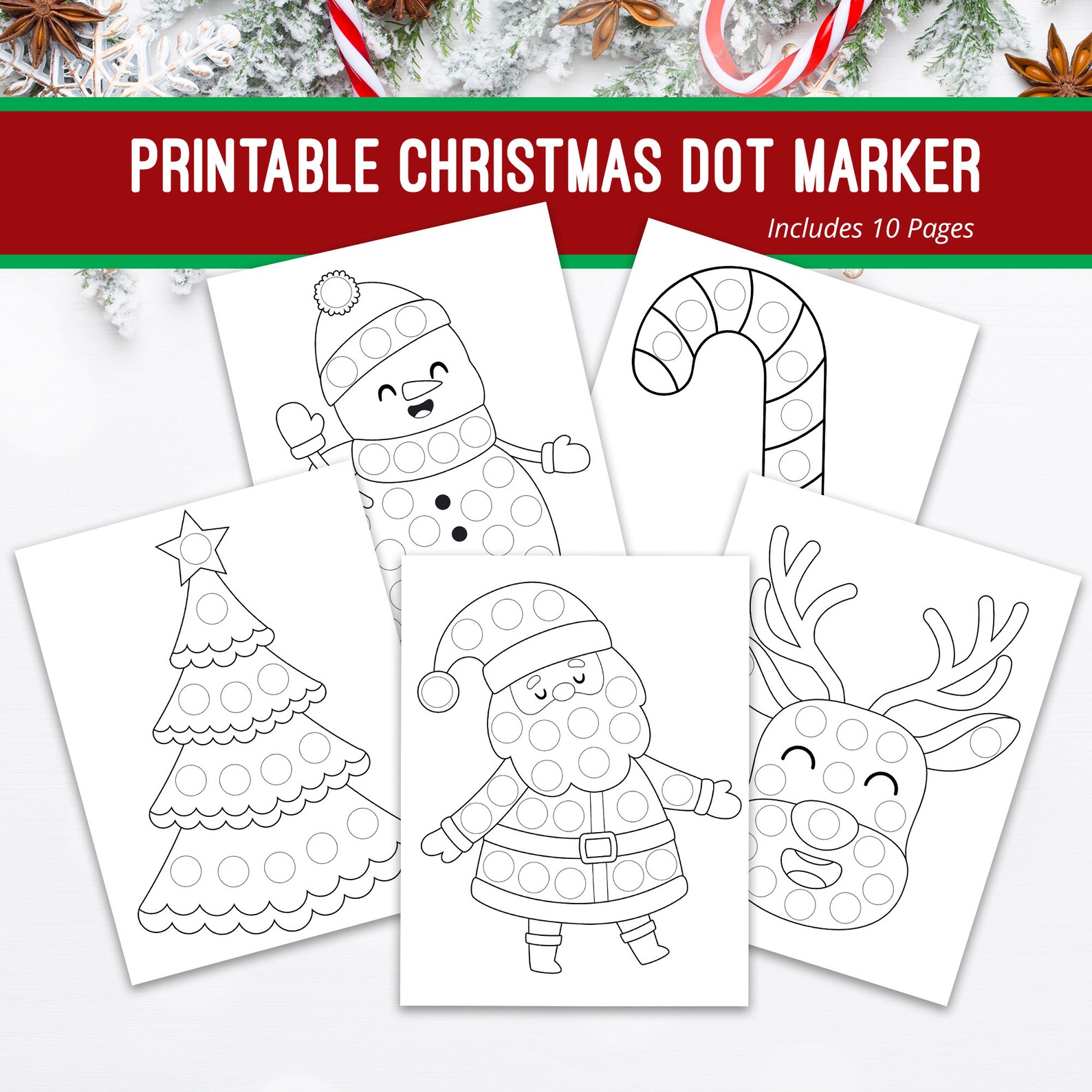 Dot Marker Printables Christmas Theme, Dot Marker Christmas Printables ...