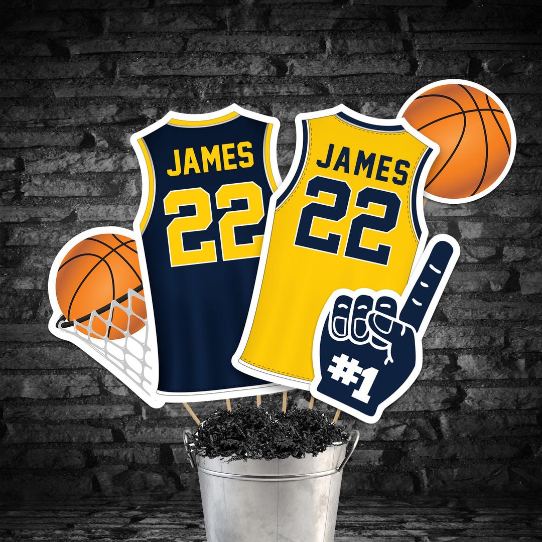 Editable Basketball Centerpieces in Navy Yellow Printable Basketball ...