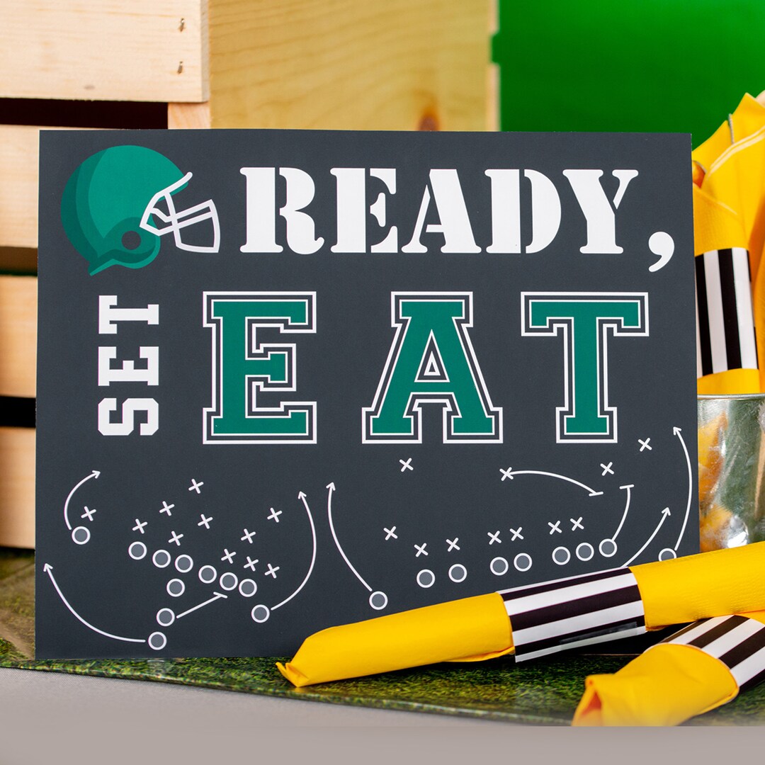 Ready Set Eat Football Sign, Football Party Sign, Football Sign ...
