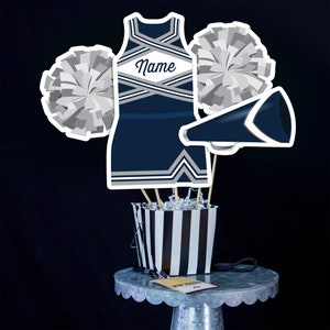 Cheerleading Centerpieces in Navy Silver Printable Cheer Centerpieces ...