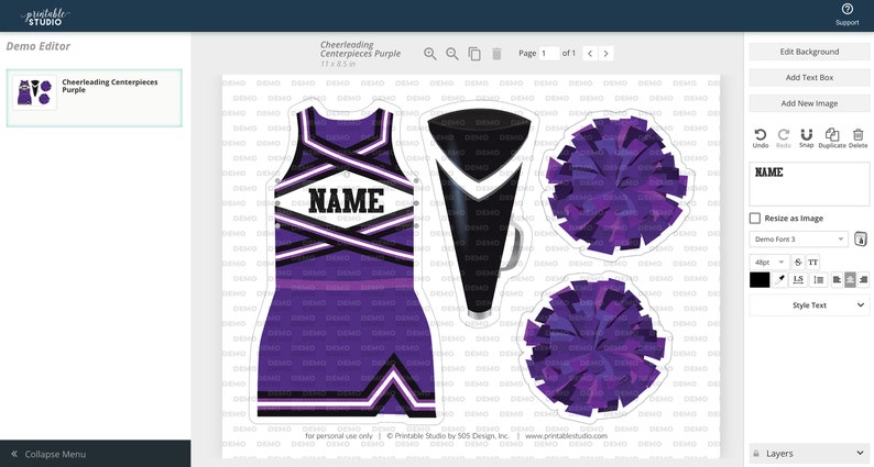 Cheerleading Centerpieces in Purple Printable Cheer - Etsy