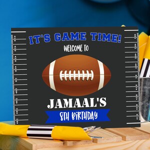 Football Party Signs in Blue Instant Download Football Birthday Party ...
