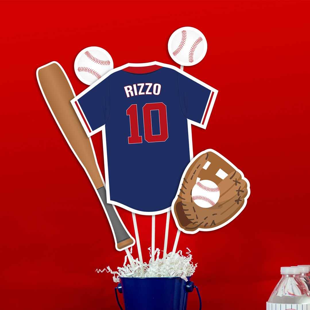 Baseball Centerpieces in Red Blue Printable Baseball Table Decorations ...