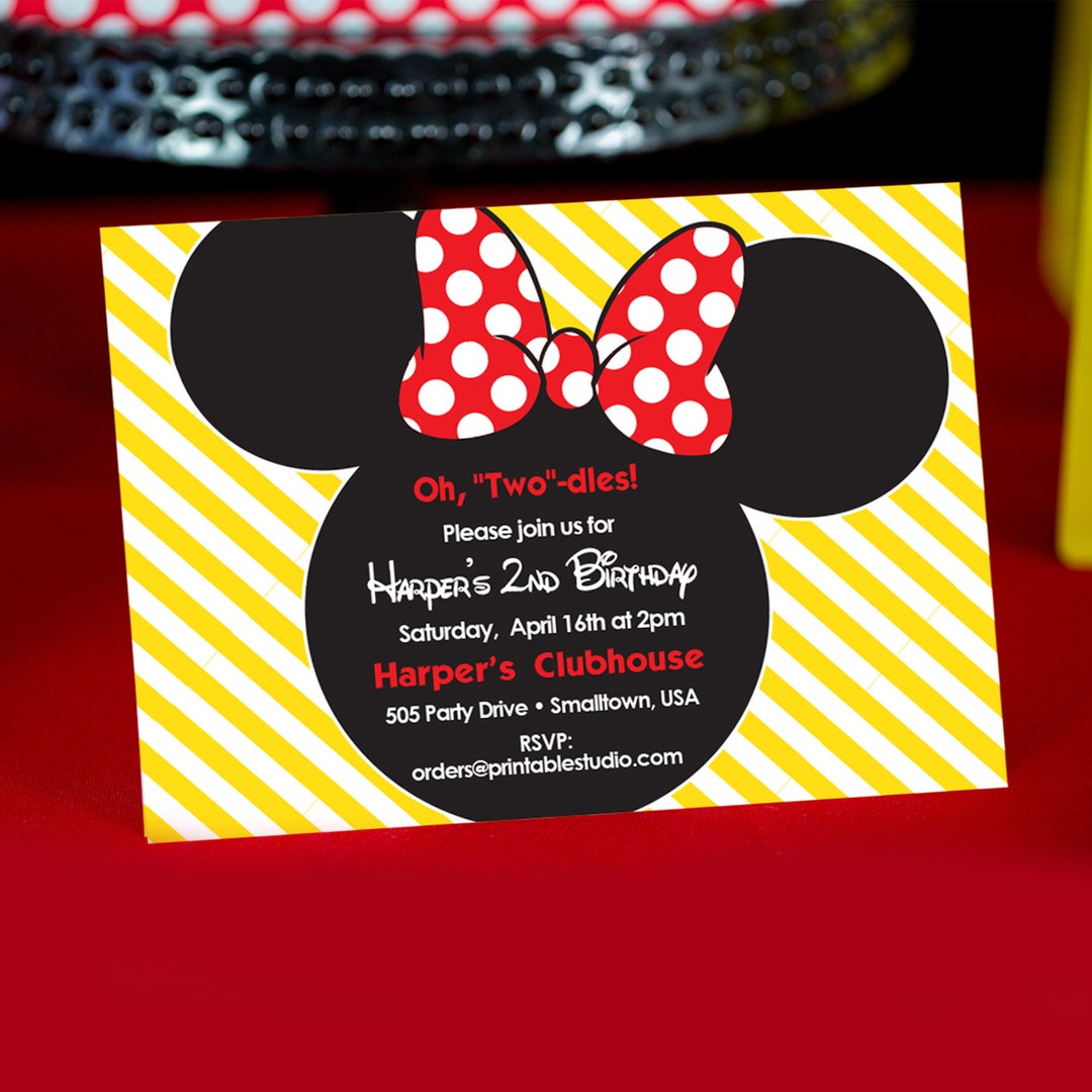 Minnie Mouse Invitation in Red - INSTANT DOWNLOAD Minnie Invitation ...