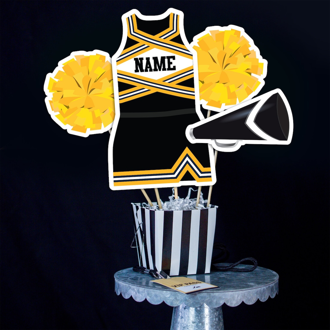 Cheerleading Centerpieces in Black Yellow Printable Cheer Centerpieces ...