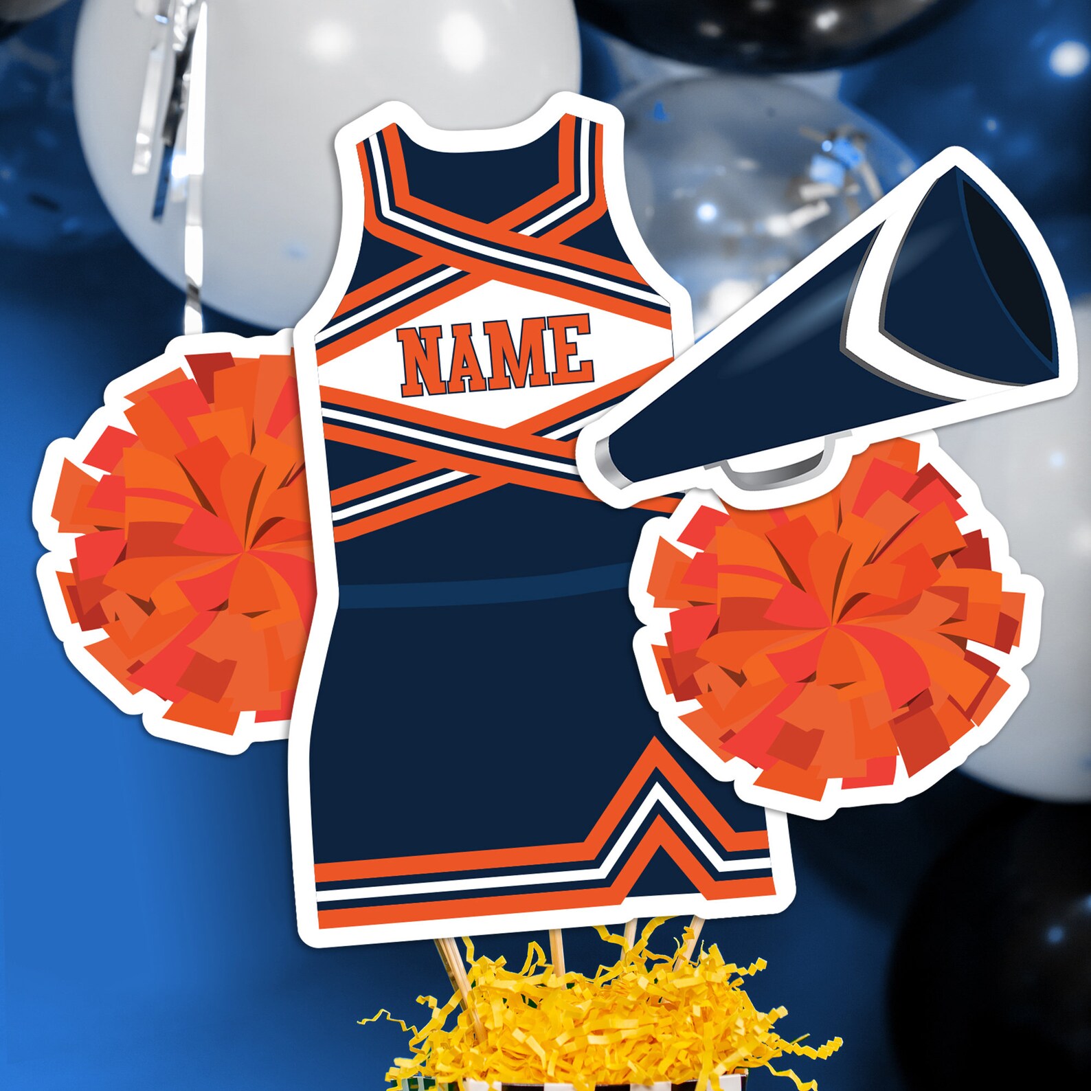 Cheerleading Centerpieces in Navy Orange Printable Cheer Centerpieces ...