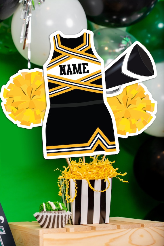 Cheerleading Centerpieces in Black Yellow Printable Cheer Centerpieces ...