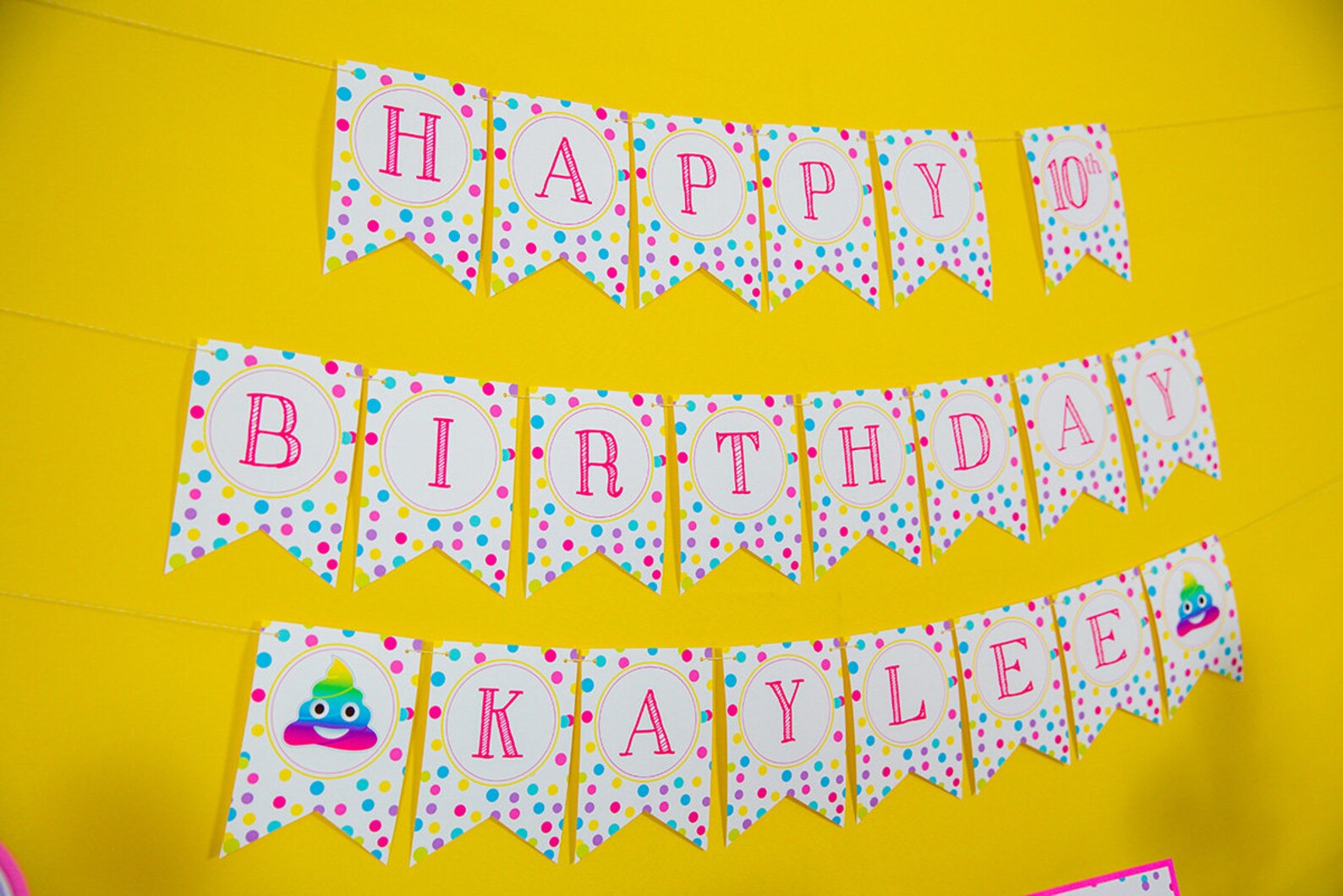 Emoji Party Pooper Party Birthday Banner, Instant Download Rainbow Poop ...