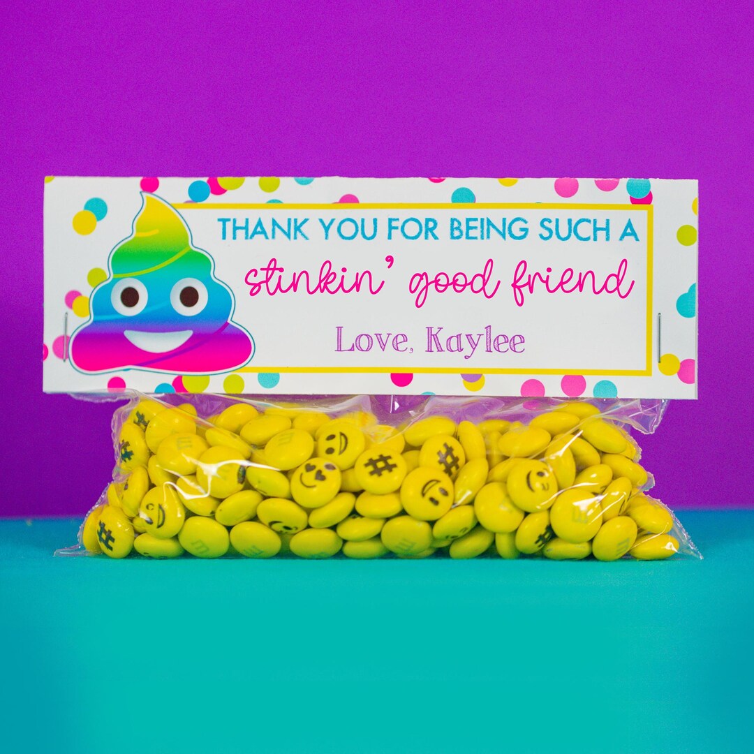 Emoji Party Pooper Favor Bag Topper INSTANT DOWNLOAD - Rainbow Poop ...