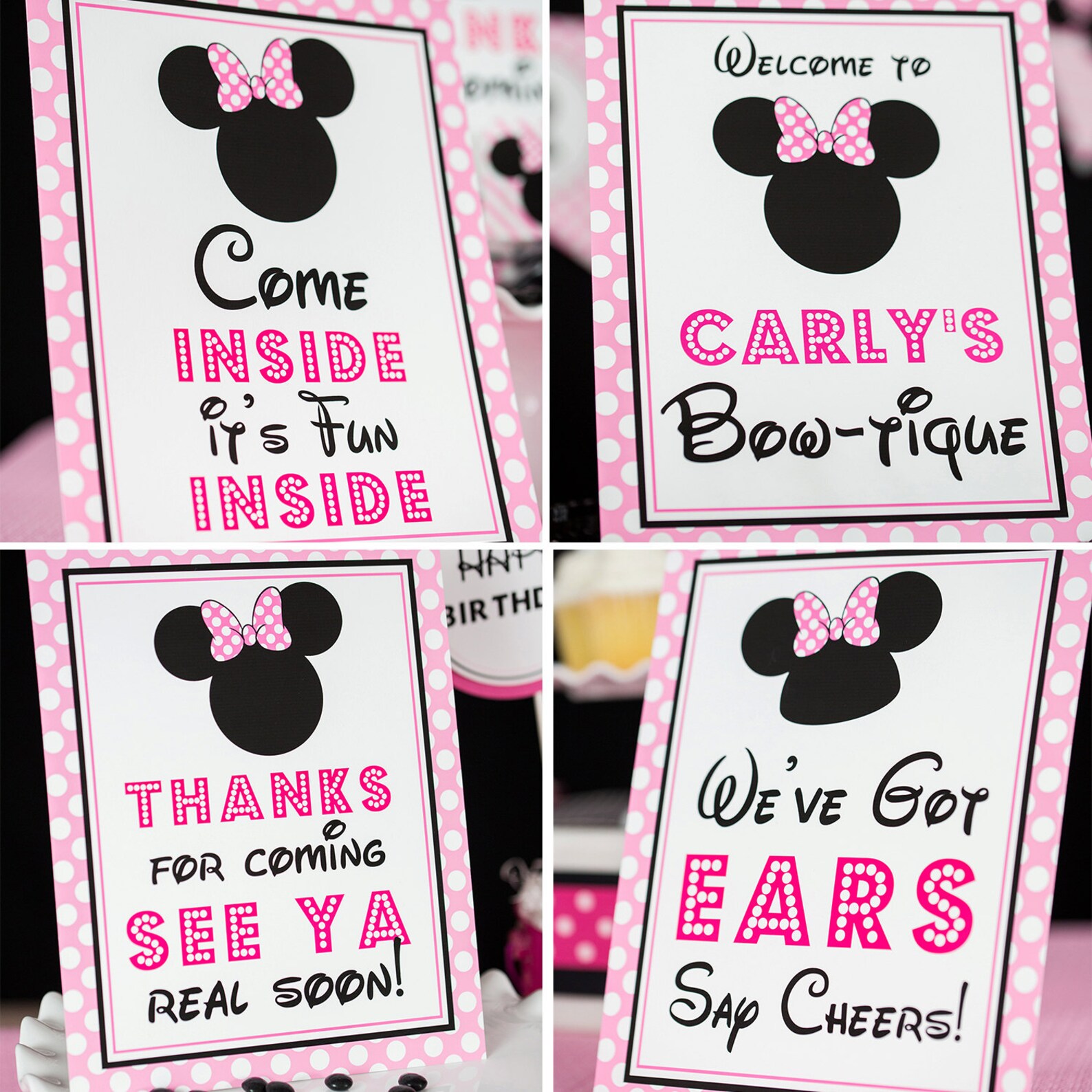 Minnie Mouse Party Signs in Light Pink Instant Download - Etsy Canada