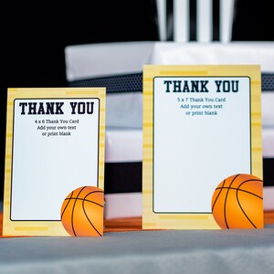 Basketball Thank You Card Printable Basketball Party Thank You Card ...