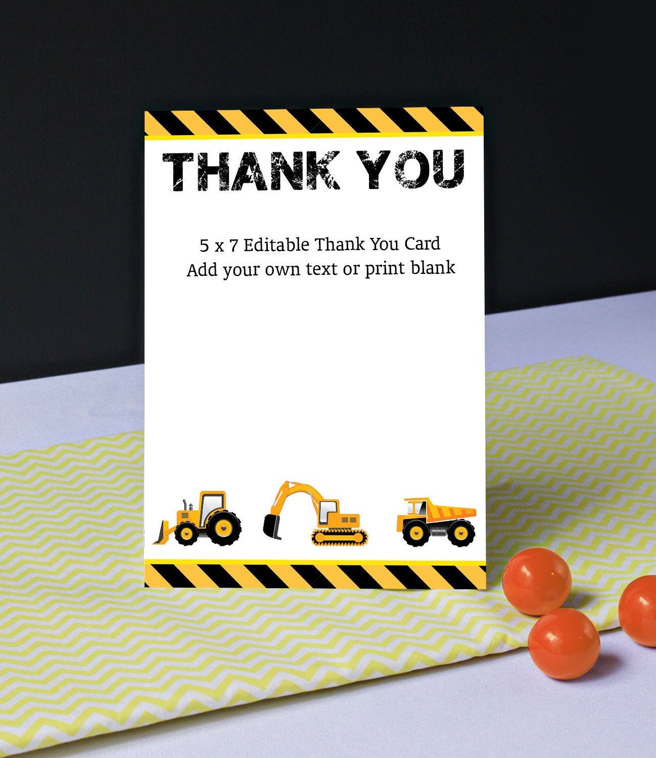 Construction Party Thank You Construction Thank You Card | Etsy