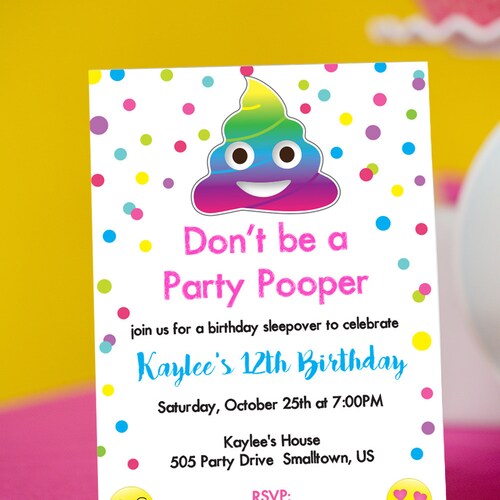 Emoji Party Pooper Party Birthday Banner Instant Download - Etsy