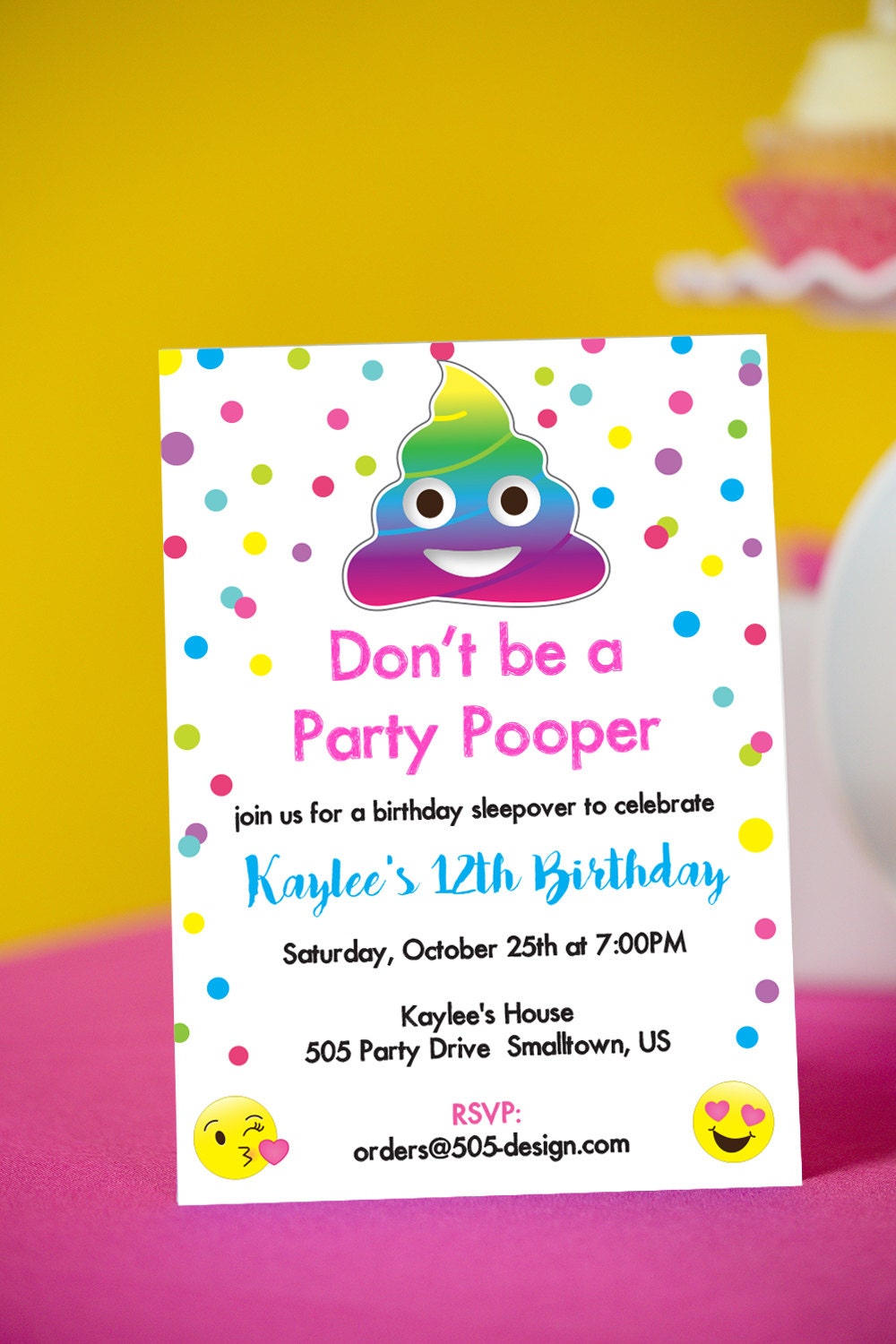 Emoji Party Pooper Invitation INSTANT DOWNLOAD Printable - Etsy Canada