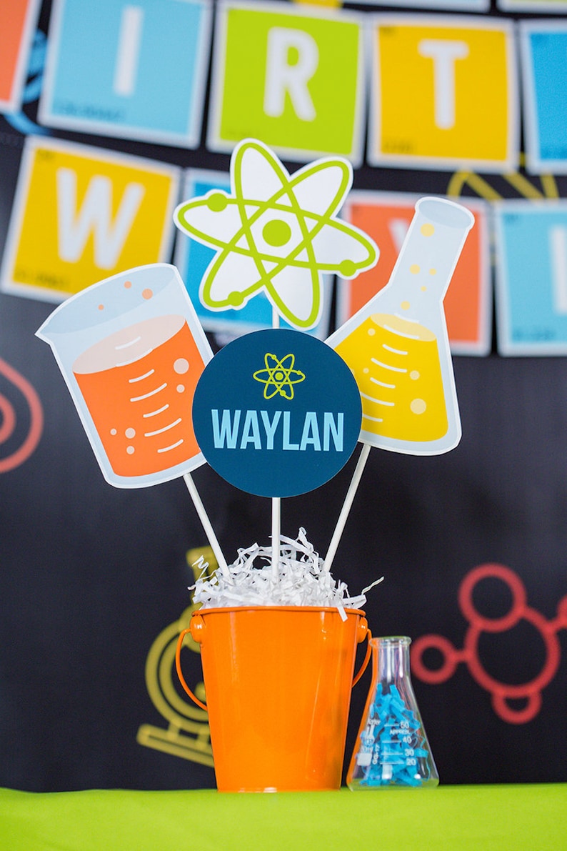 Science Party Centerpieces, Editable Science Lab Table Decorations ...