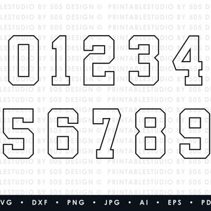 Sport Numbers SVG - Sport Numbers SVG - Sport Number Clipart - Varsity ...