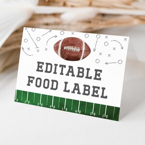 Football Food Labels, Printable Football Food Tent, Football Party Food ...
