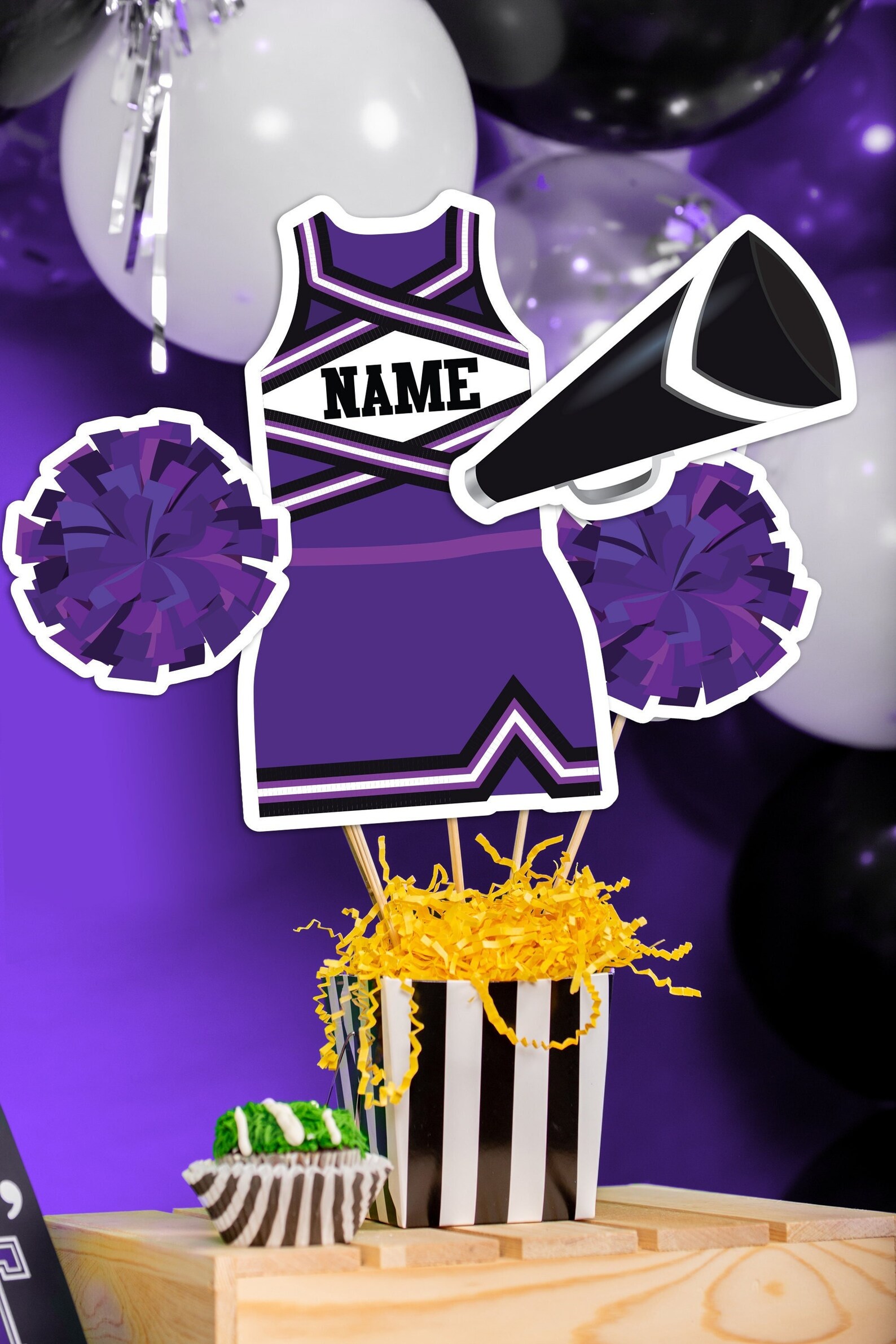 Cheerleading Centerpieces in Purple Printable Cheer - Etsy