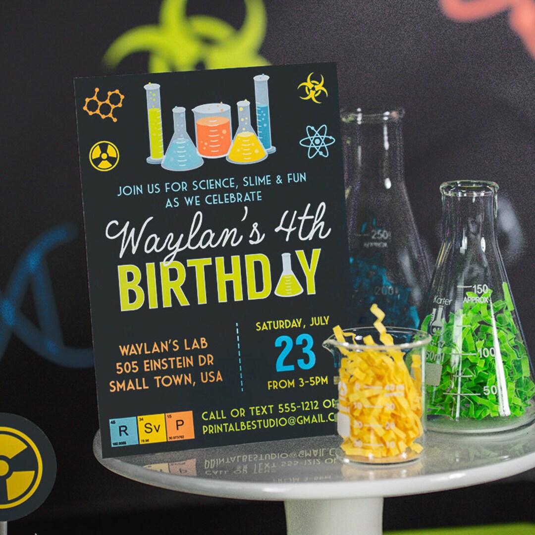 Science Party Invitation Printable Mad Science Birthday Party ...