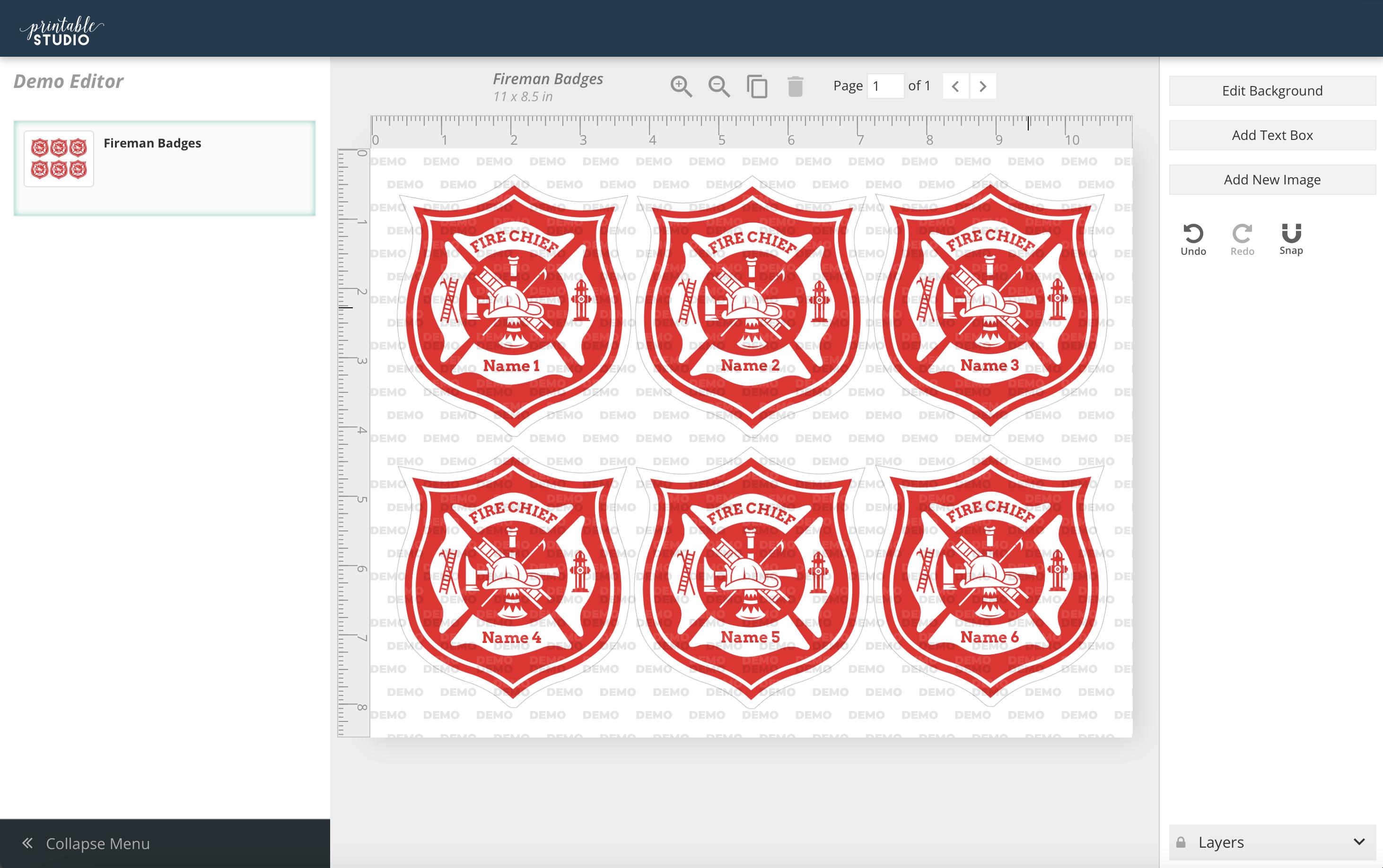 Fireman Badge - Instant Download Firefighter Badge - Editable Fire ...