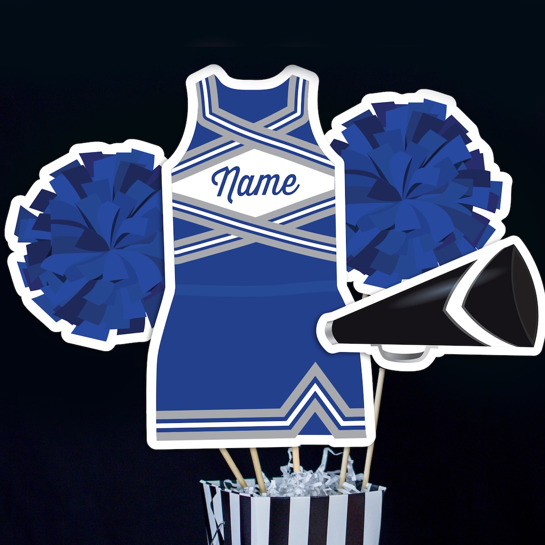 Cheerleading Centerpieces in Blue Silver Printable Cheer Centerpieces ...