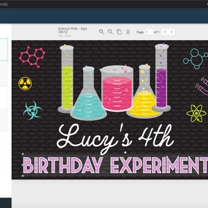 Science Party Sign in Pink - Instant Download X-large Science Party ...