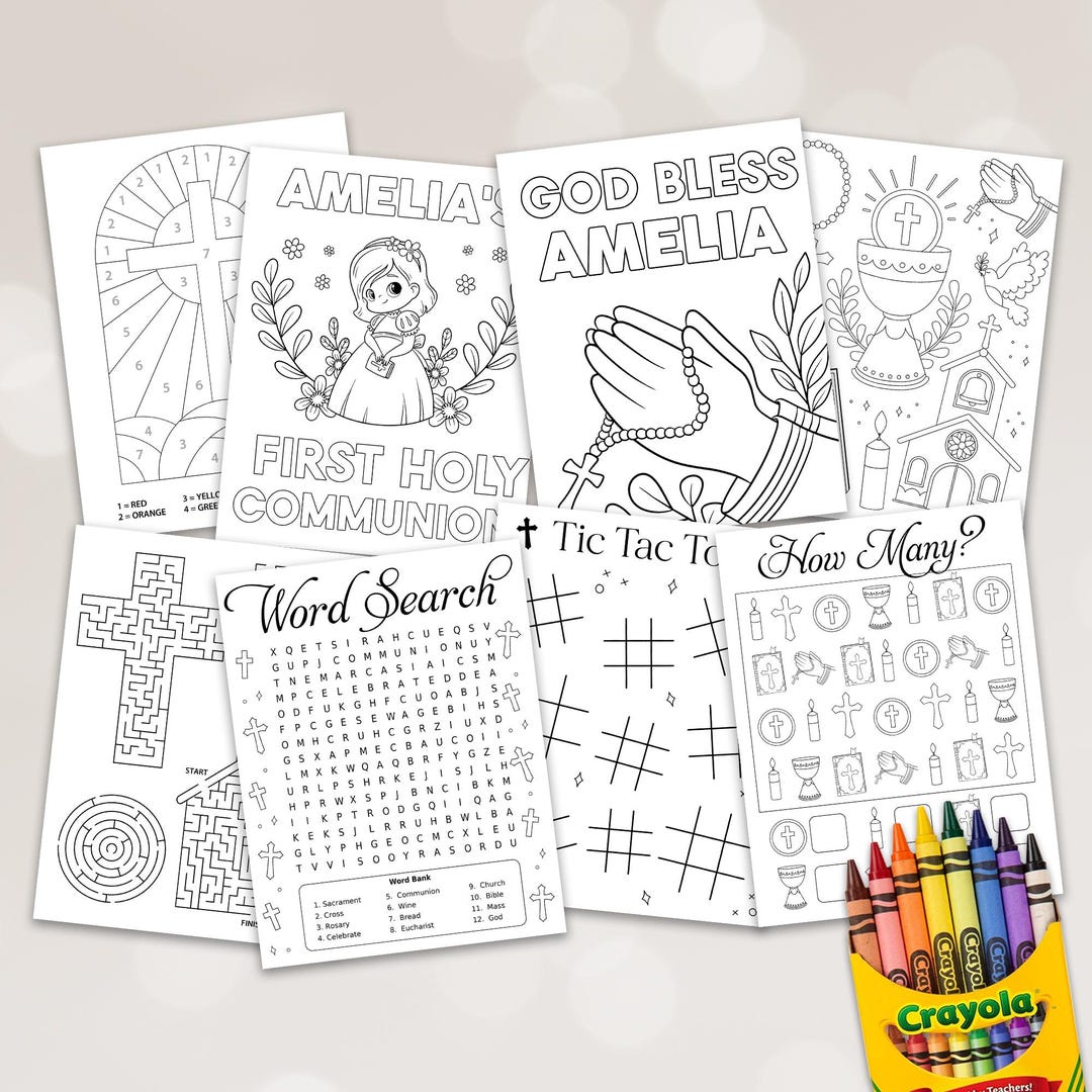 First Communion Coloring Pages: Girls Communion Activity Book (digital ...