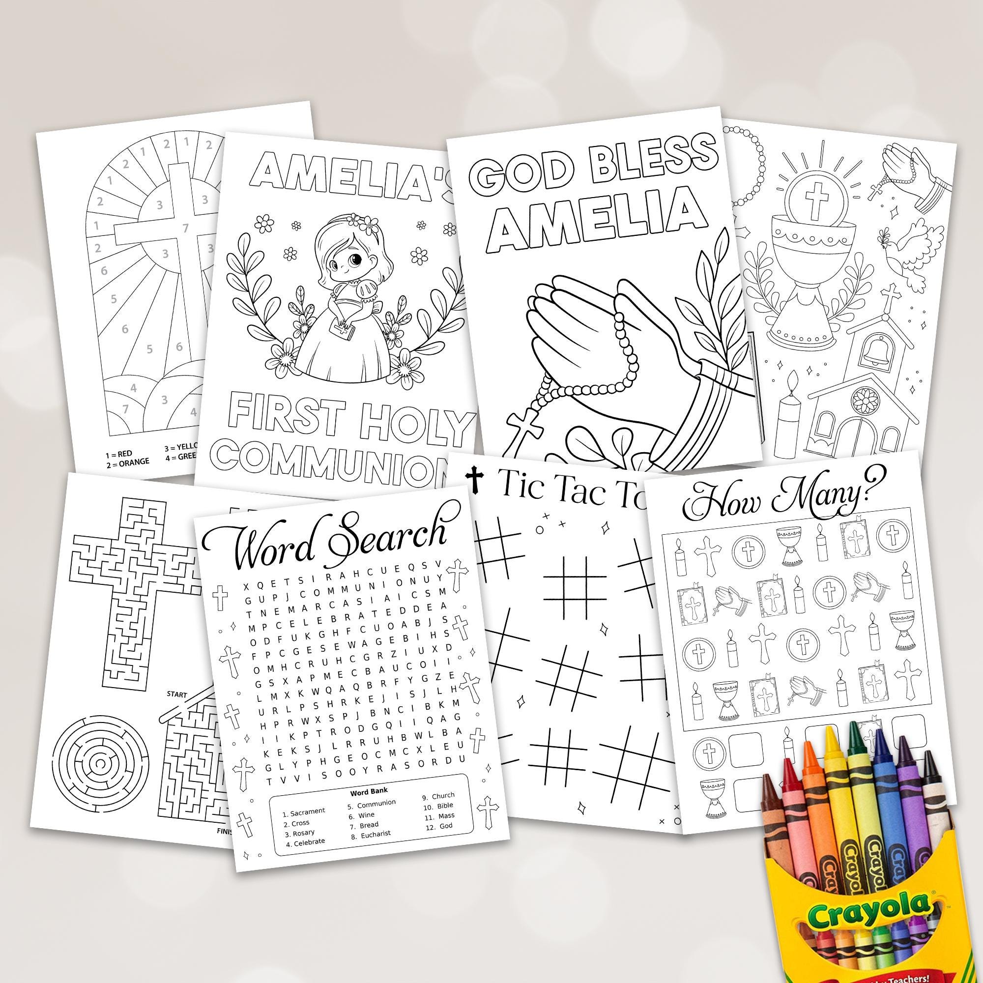 First Communion Coloring Pages: Girls Communion Activity Book (digital ...