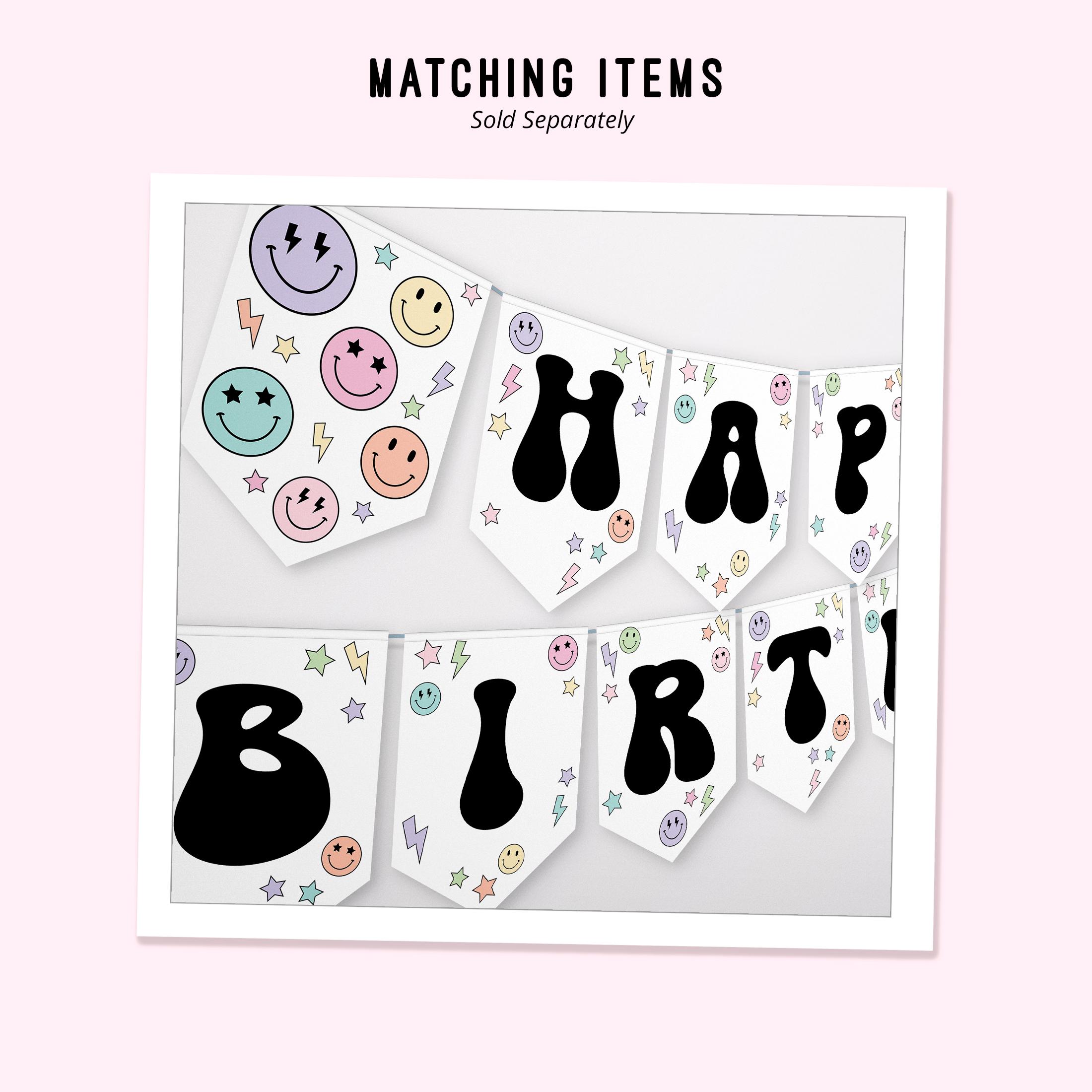 Smiley Face Birthday Party Sign, Pink Smiley Face Welcome Sign, Pastel ...